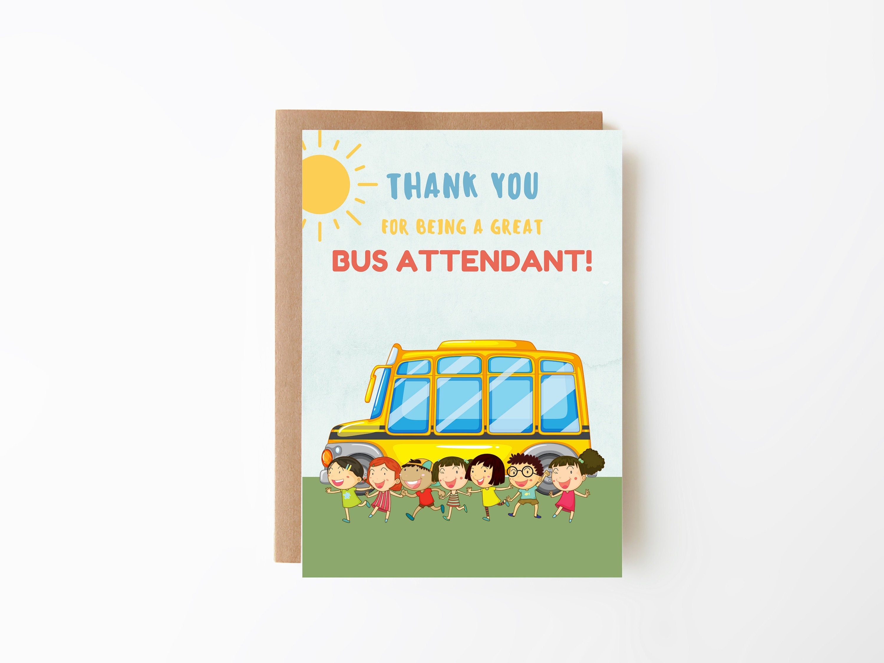 Bus Attendant Thank You Card, Thanks for Being a Great Bus Attendant ...
