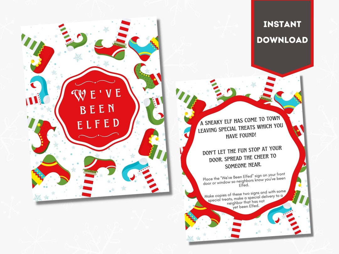 You've Been Elfed Game, Christmas Neighbor Game, Elf Stockings Sign and ...