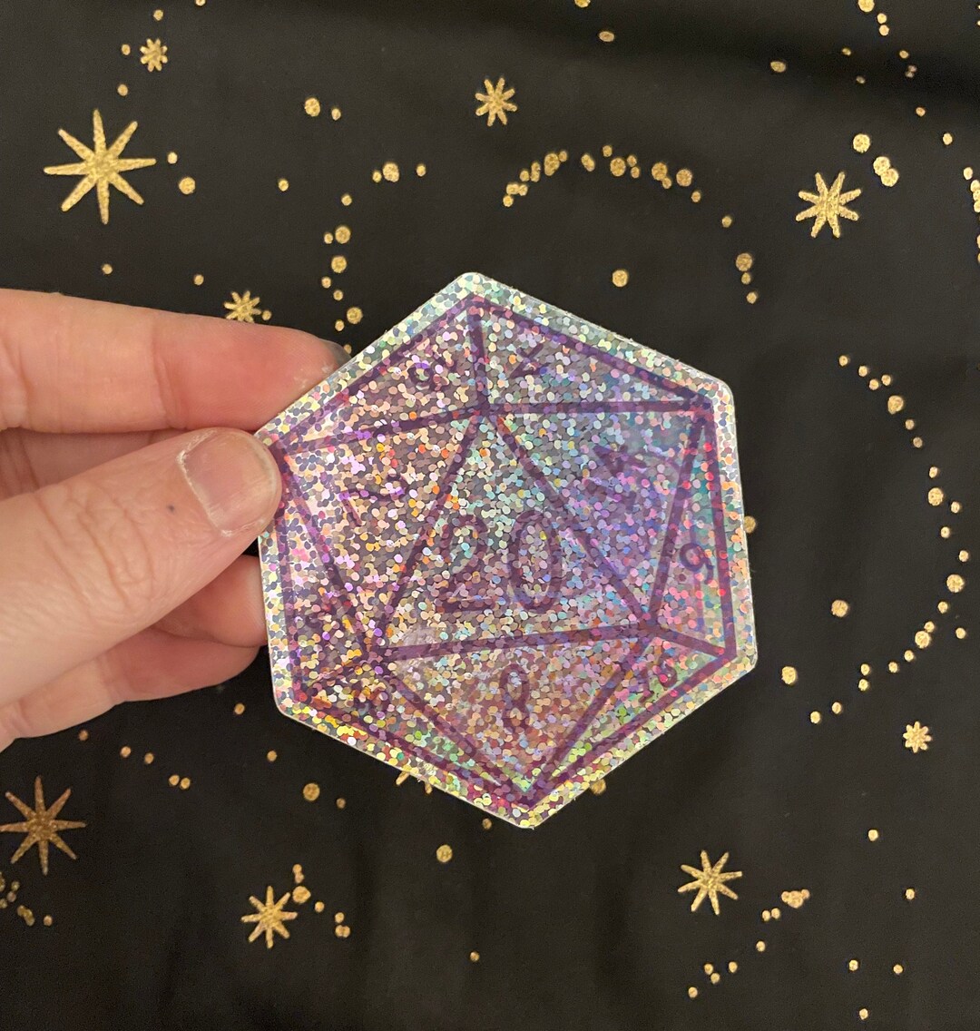 D20 Dice Glitter Sticker || Vinyl Decal Sticker - Etsy
