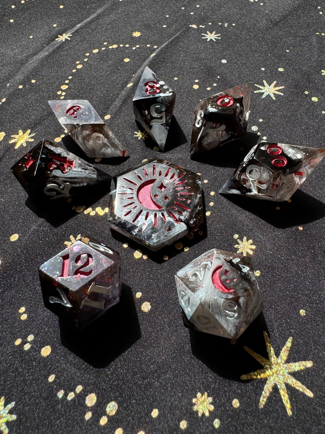 Blood Magic || Resin Dice Set || 8 Piece Set || Crystal Style ...