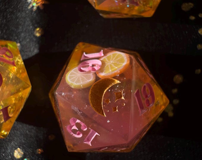 Strawberry Lemonade || Resin Dice || Single D20 || Single D20 Mini ...