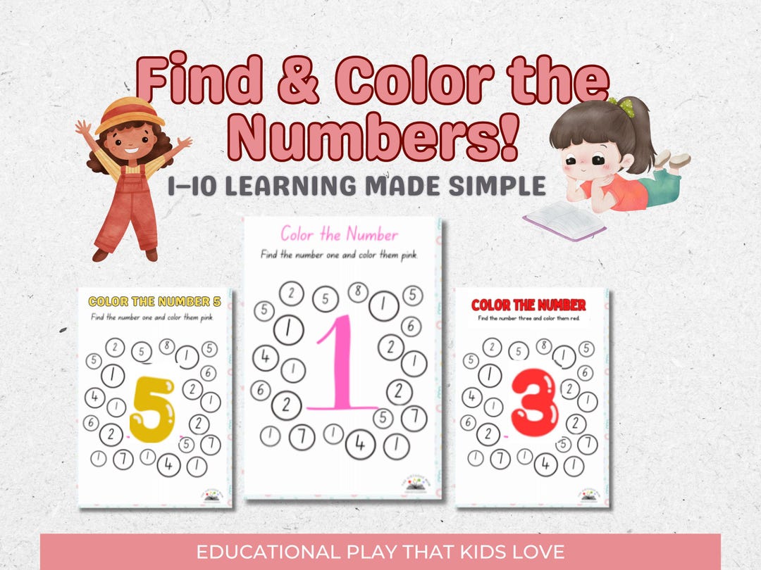 Number Recognition Busy Book Pre K | Find and Color the Numbers ...