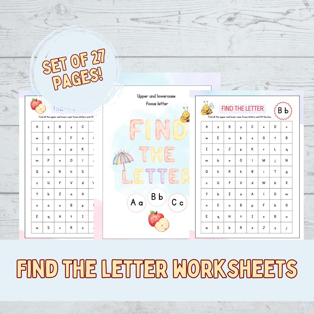 Find the Letter Activity for Preschool Kids| Upper & Lowercase Letter ...