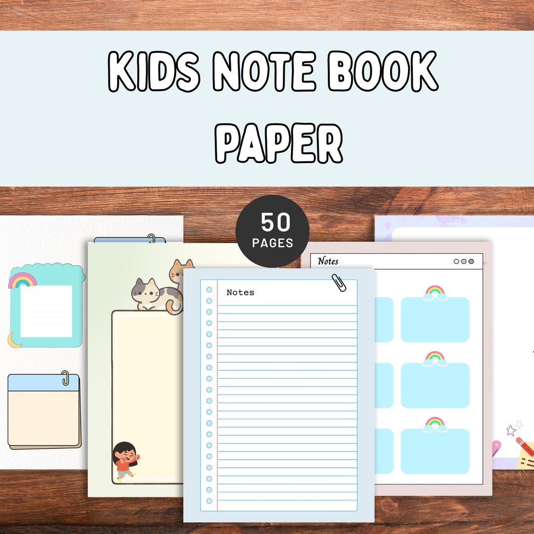 Kids Paper Notebook Printable, Lined and Blank Pages for Drawing ...