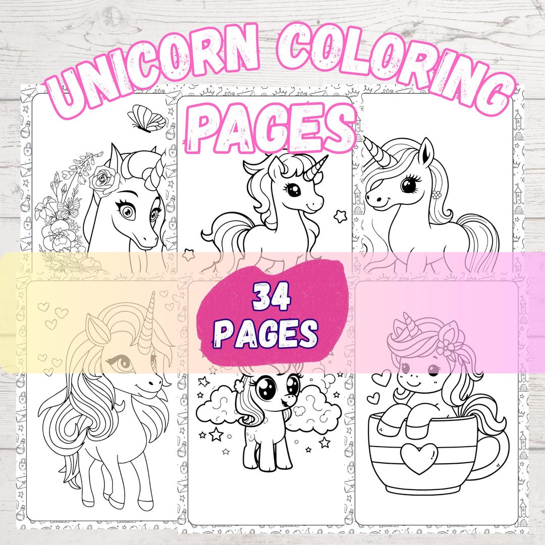 Whimsical Unicorn Coloring Pages for Kids & Adults – 34 Printable ...