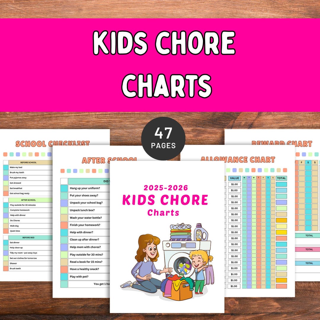 2025-2026 Kids Chore Chart Printable, Daily & Weekly Task Tracker for ...
