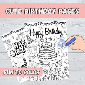Happy Birthday Coloring Page Printable | Birthday Doodle Coloring Sheet ...