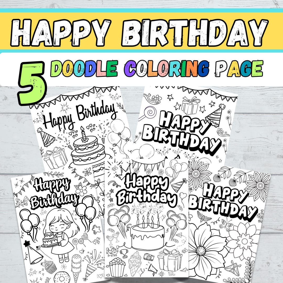 Happy Birthday Doodle Colouring Sheet | Kids Doodle Sheets | Kids Clip ...