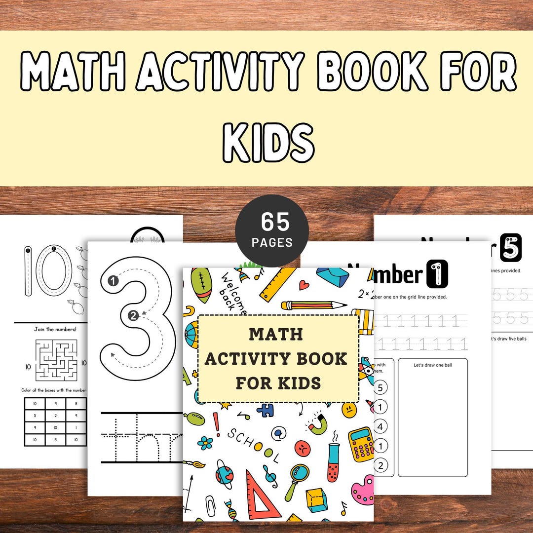 Math Activity Books for Kids Printable, Fun Math Worksheets, Number ...