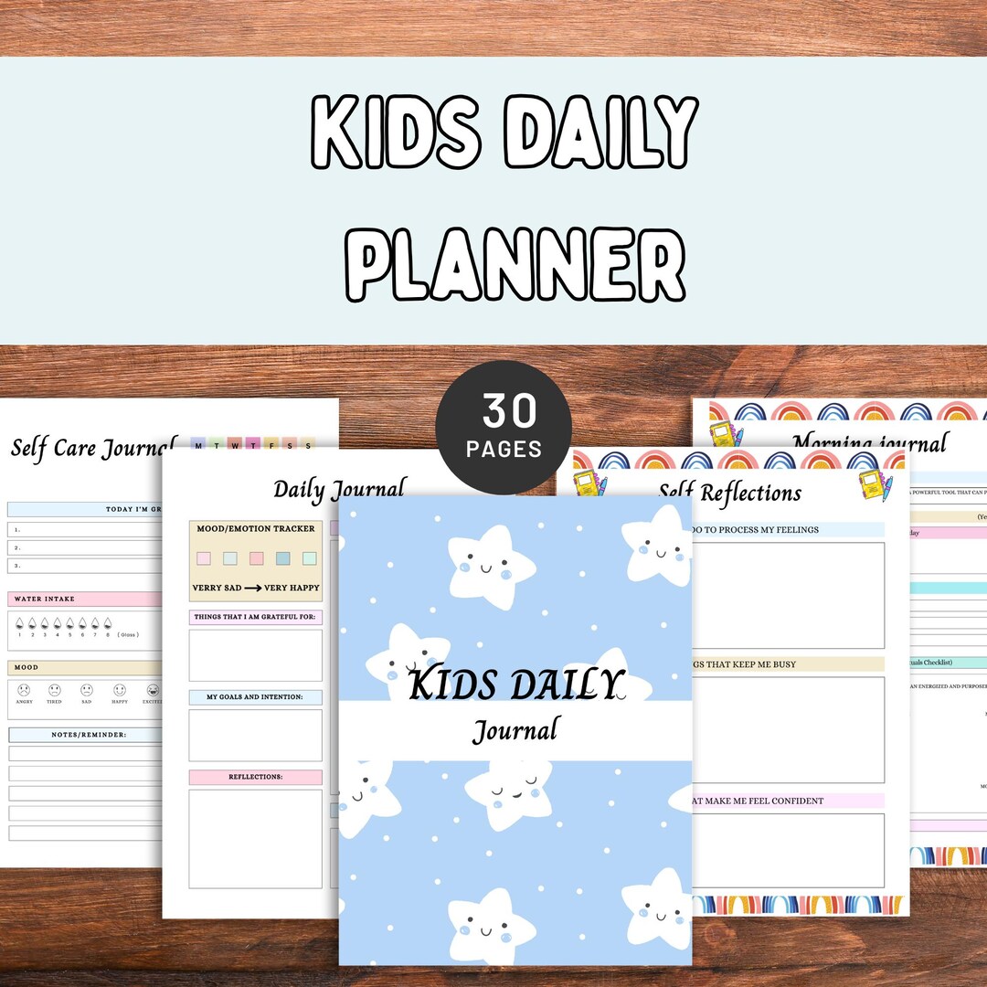 Kids Daily Journal Printable, Guided Writing Prompts & Mood Tracker ...
