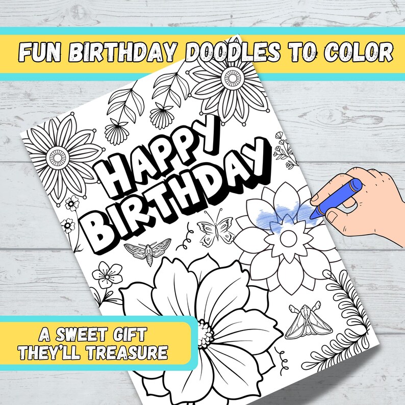 Happy Birthday Doodle Colouring Sheet | Kids Doodle Sheets | Kids Clip ...