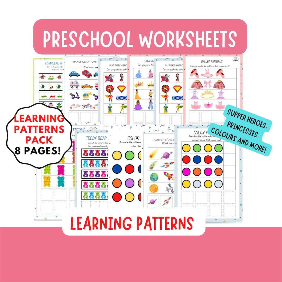 PRESCHOOL ACTIVITY PAGES, Printable Patterns, Kindergarten Print ...