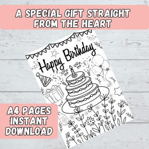 Happy Birthday Coloring Page Printable | Birthday Doodle Coloring Sheet ...