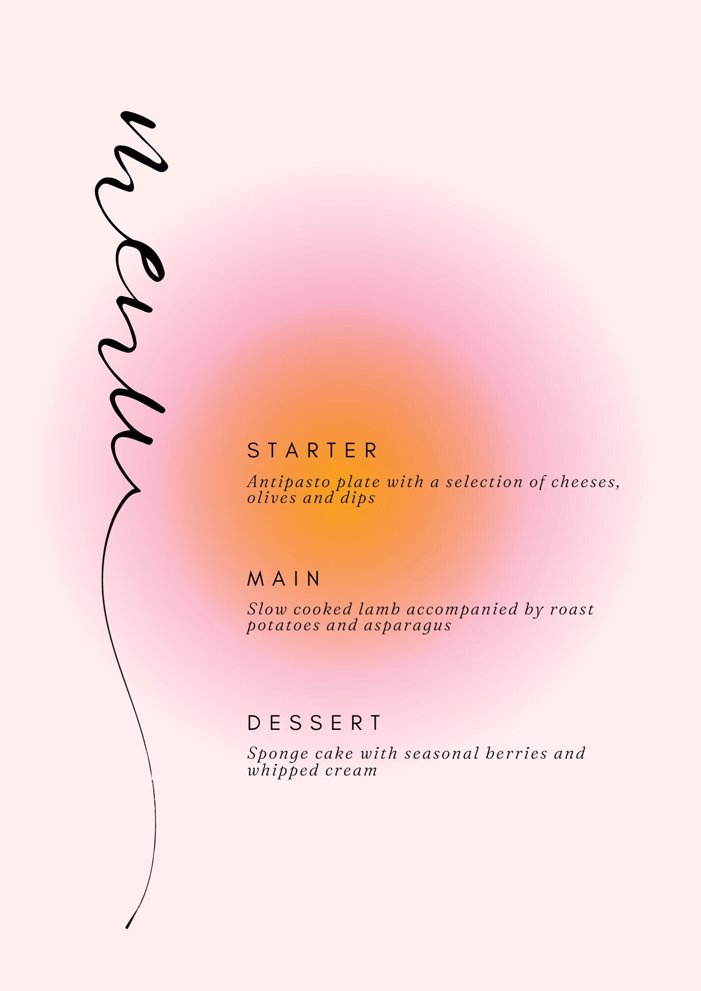 Customisable Menu Template Gradient - Etsy