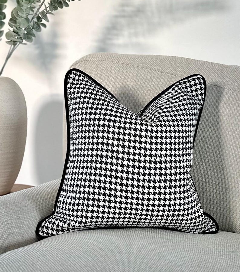 Cushion Cover Black & White Throw Pillow Cover Dogtooth Modern Home ...