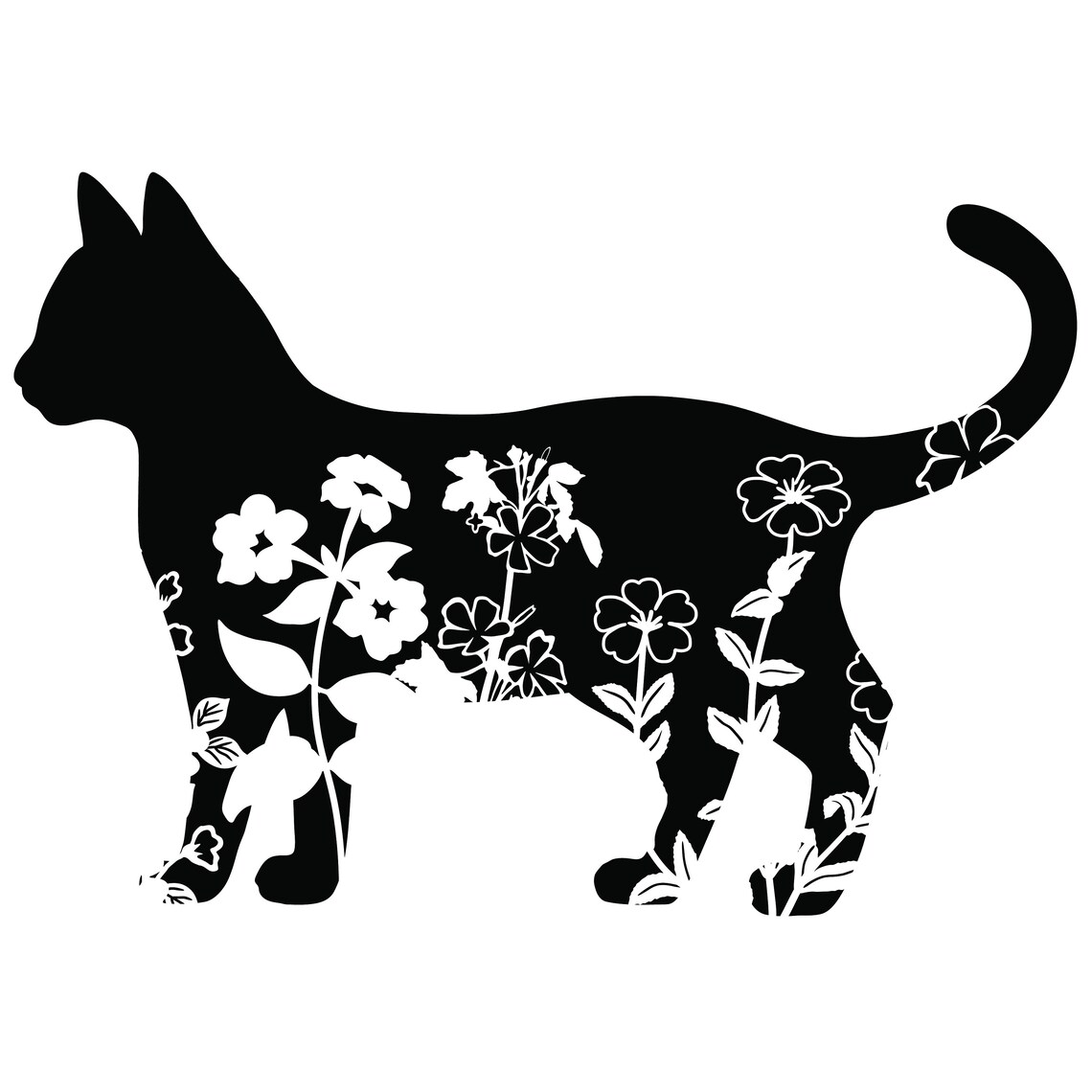 Floral Cat A Floral SVG and PNG File for Crafting and Cutting - Etsy
