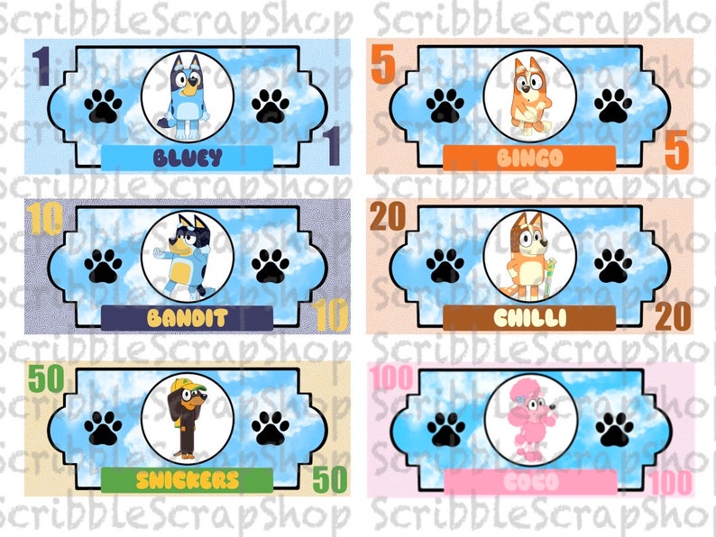 Printable Play Money Bluey - Etsy UK