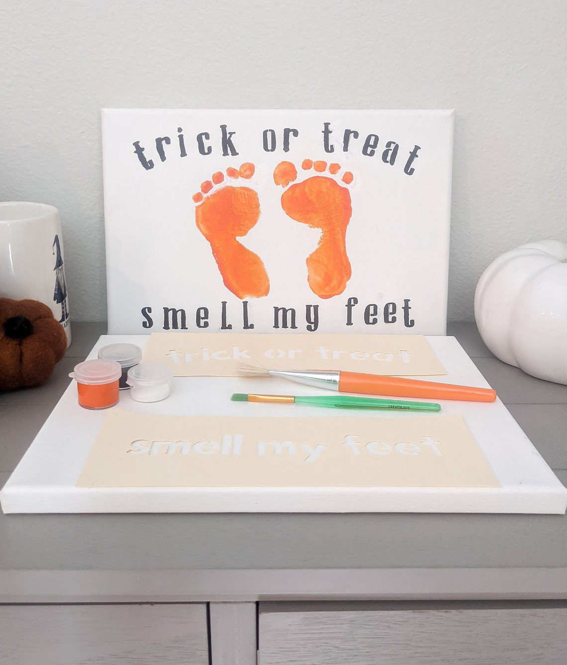 Trick or Treat Smell My Feet Halloween Canvas Halloween Footprint ...