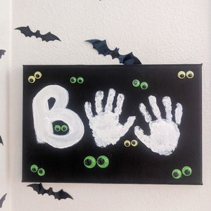 Halloween Canvas Halloween Handprint Art Boo Halloween Canvas Halloween ...
