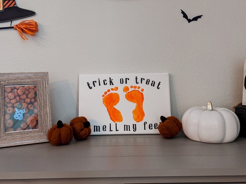 Trick or Treat Smell My Feet Halloween Canvas Halloween Footprint ...