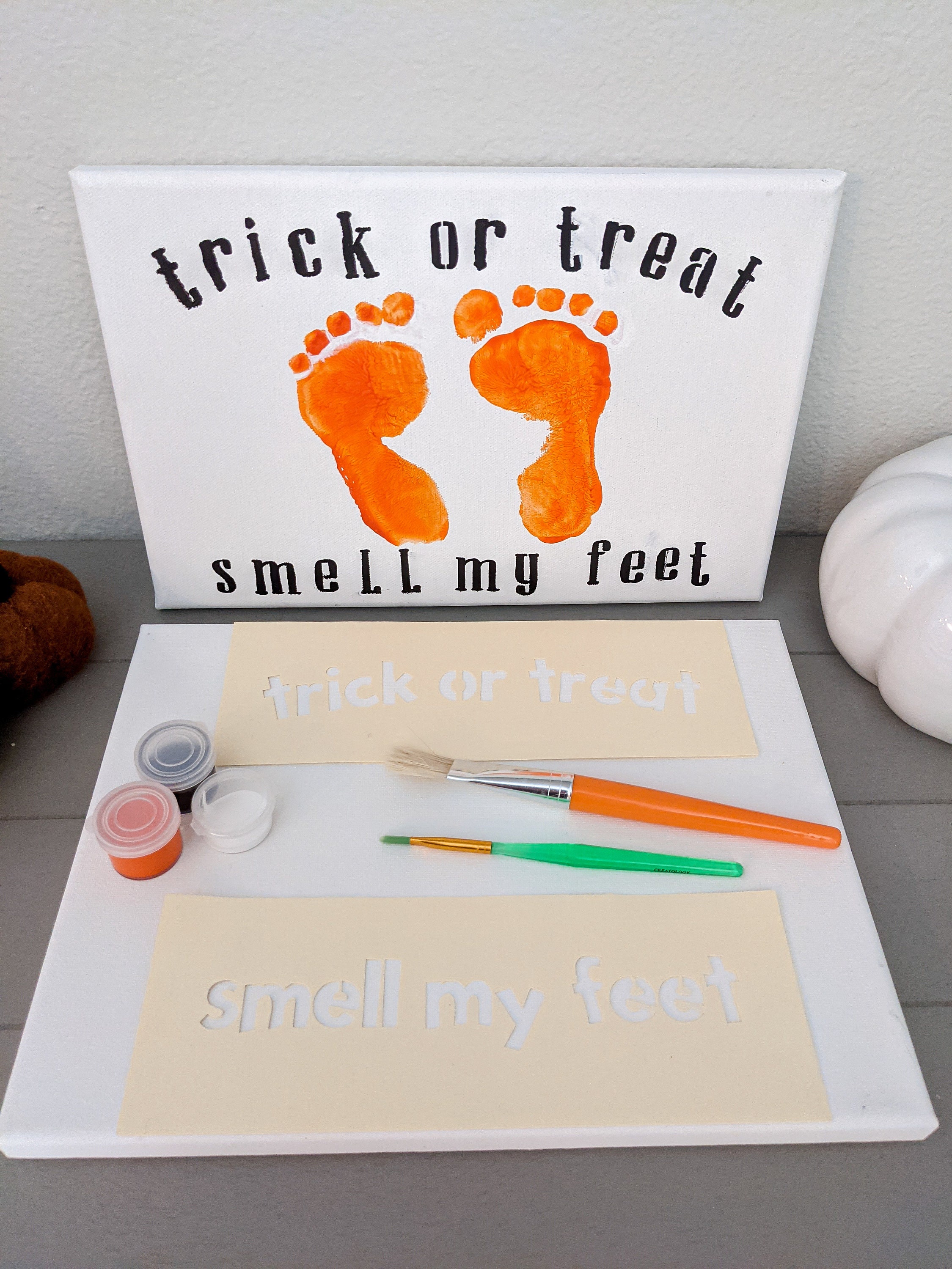 Trick or Treat Smell My Feet Halloween Canvas Halloween Footprint ...