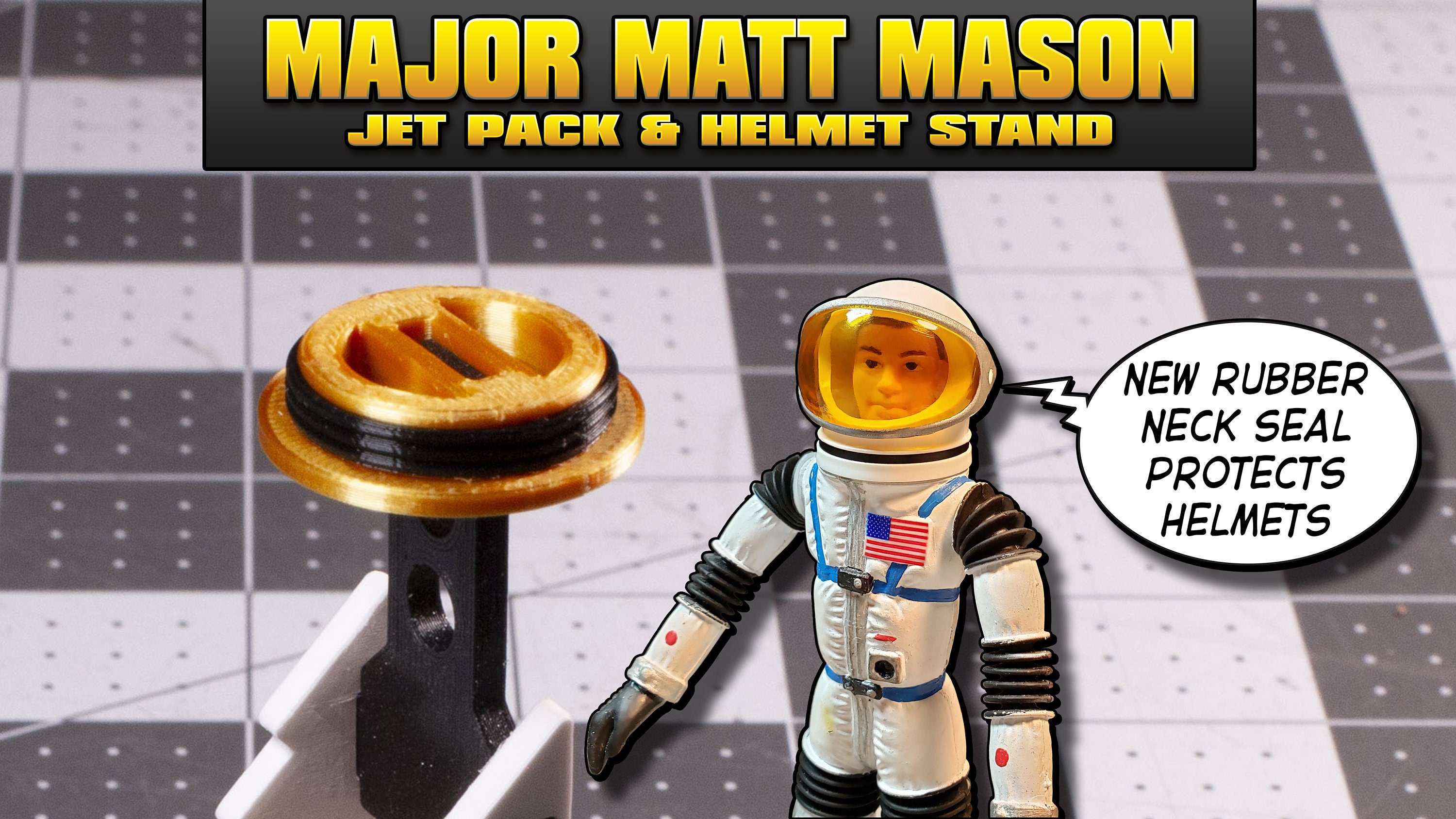Major Matt Mason Jet Pack and Helmet Display Stand figures, Helmets and ...