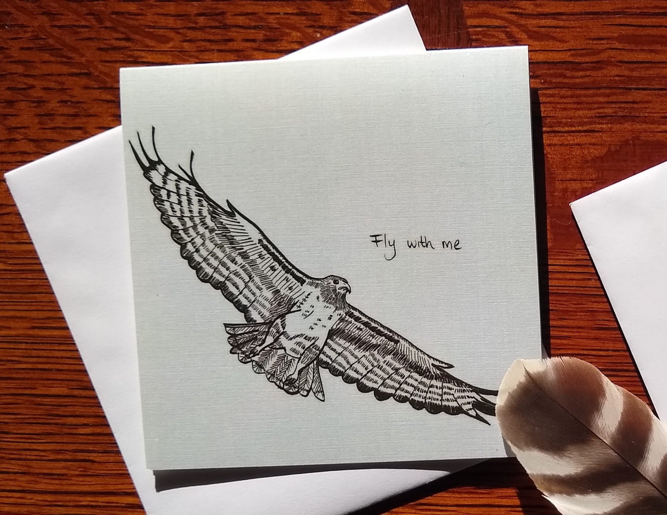 Flying Red Tailed Hawk Greeting Card, Blank Inside, Individual or Card ...