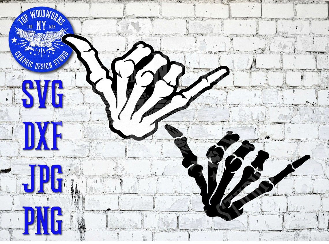 Bundle Skeleton Shaka Sign Symbol Hand Hang loose Right On | Etsy