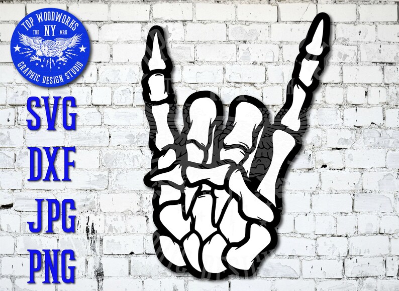 Skeleton Rock on Devil Horns Hand Gesture Halloween Rocker - Etsy