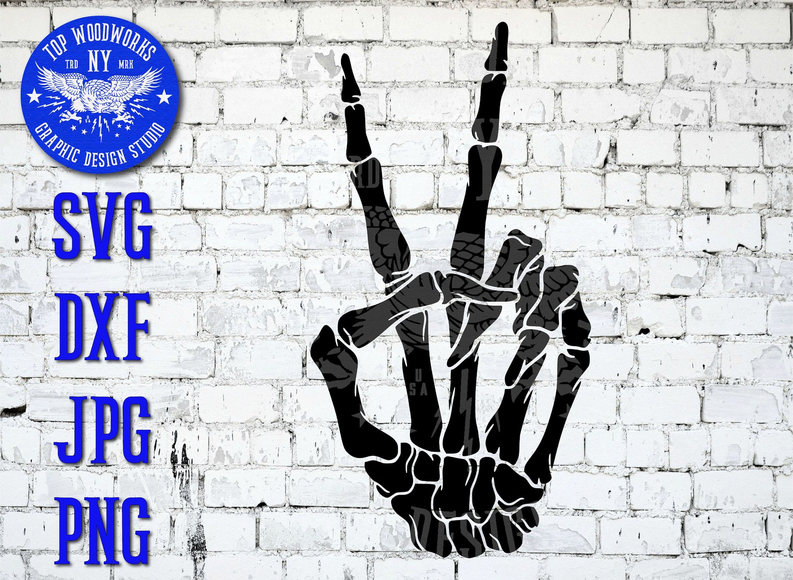 Skeleton Peace Sign Symbol Deuces Hand Halloween Skull Terror | Etsy