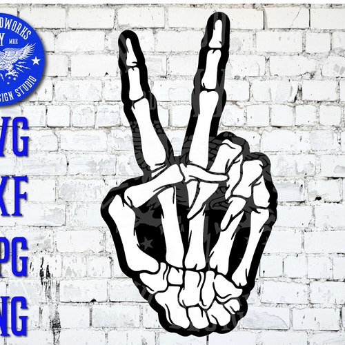 Skeleton Hand Peace Sign SVG Bones Tattoo Decal T-shirt | Etsy