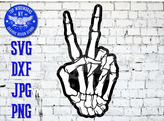 Skeleton Peace Sign Symbol Deuces Hand Halloween Skull Terror | Etsy