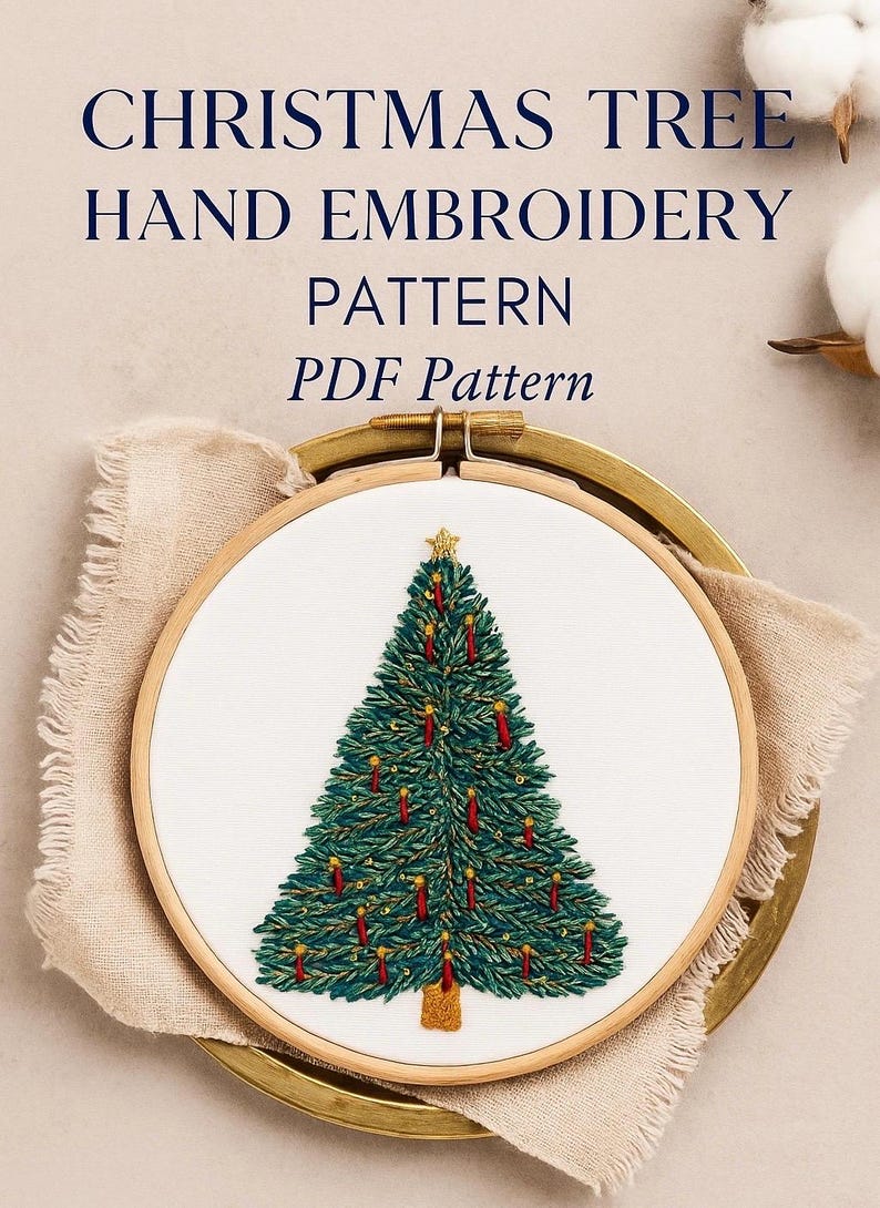 Christmas Tree Hand Embroidery Pattern | Beginner DIY (PDF Pattern) - Etsy