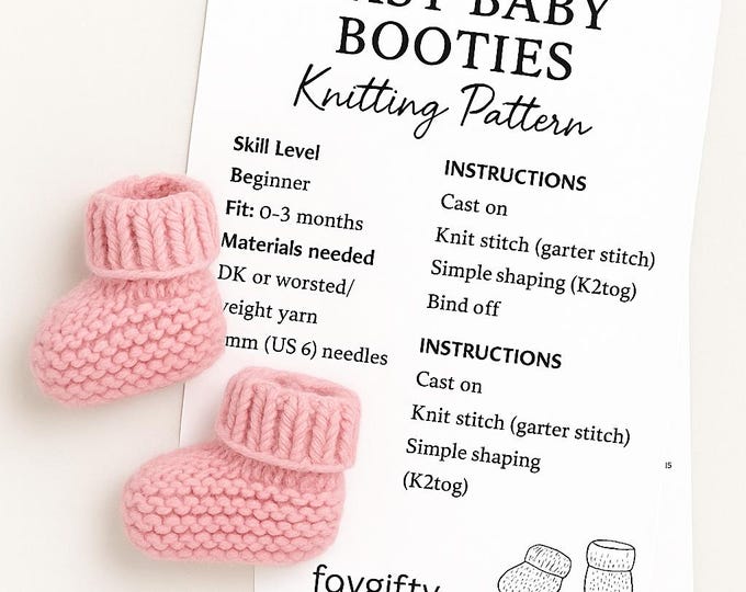 Easy Knit Baby Booties Pattern: Beginner Garter Stitch (PDF Download 0 ...