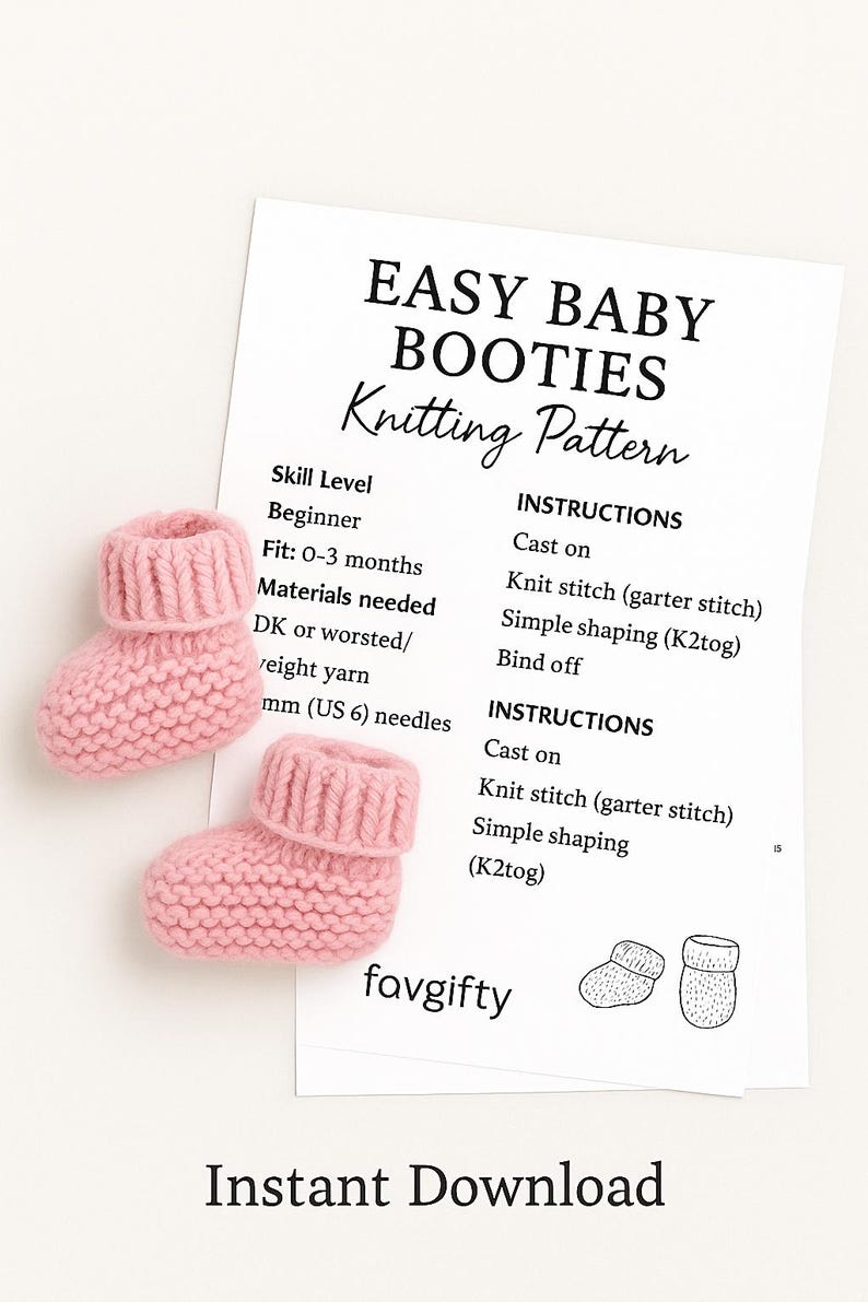 Easy Knit Baby Booties Pattern: Beginner Garter Stitch (PDF Download 0 ...