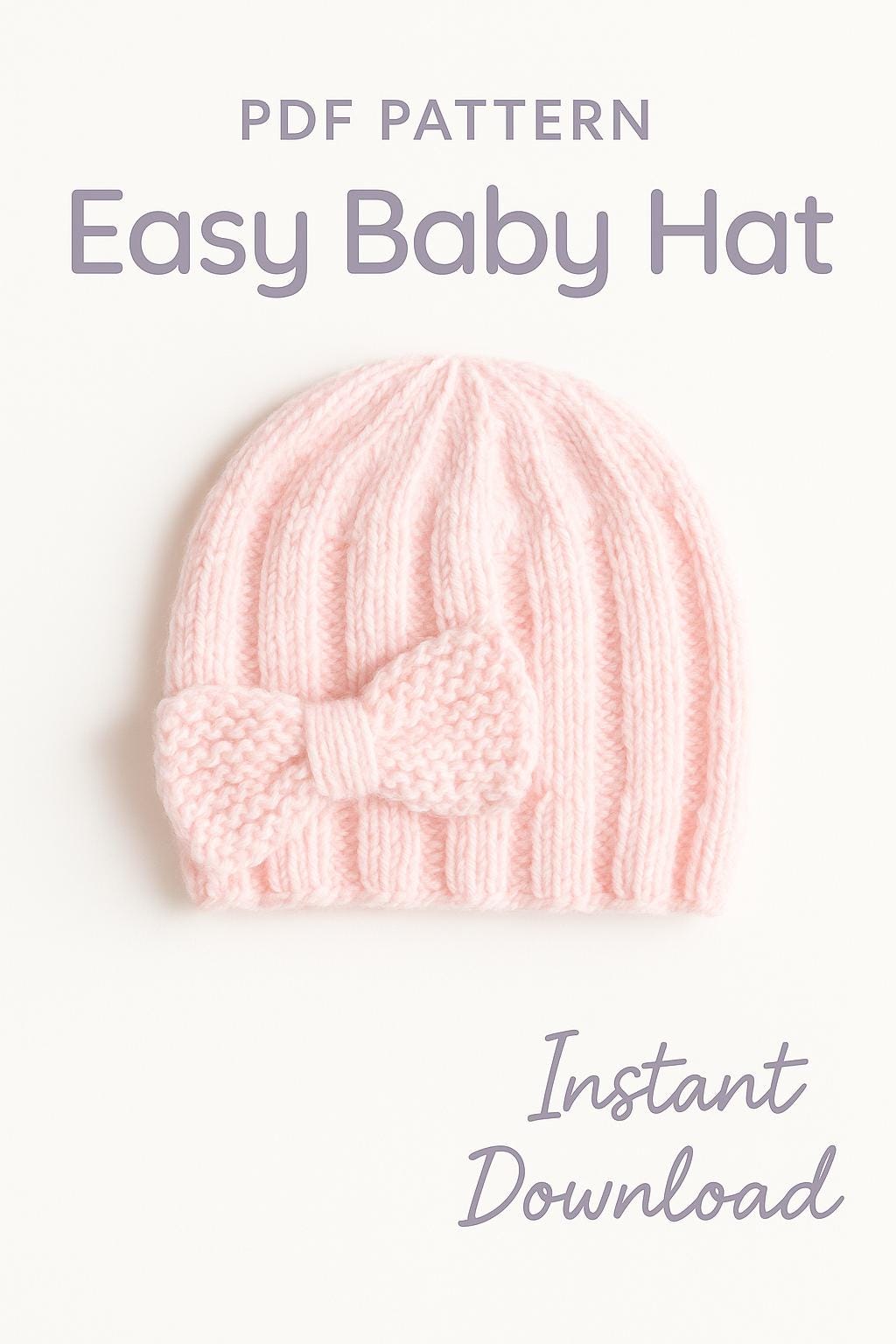 Preemie / Small Newborn Knitting Pattern – Baby Hat With Bow, Easy PDF ...