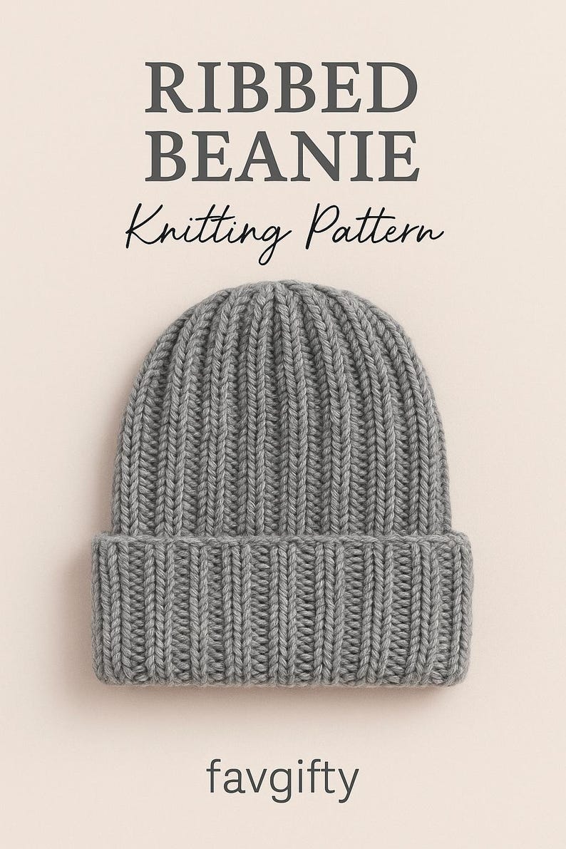 Ribbed Beanie Knitting Pattern: Easy Unisex Winter Hat (PDF Pattern) - Etsy