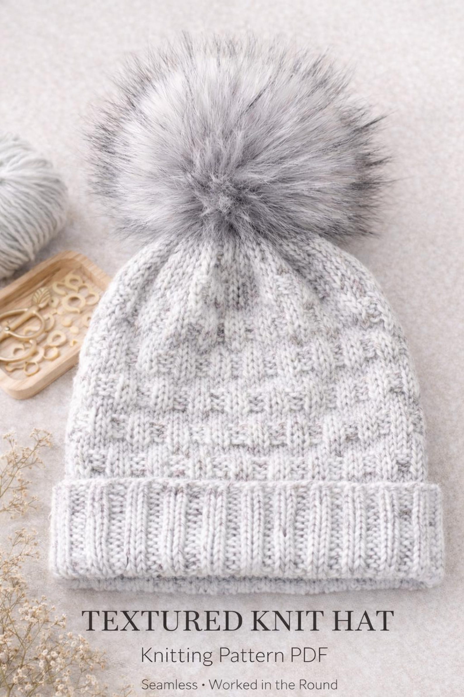 Seamless Knit Beanie Pattern | Textured Winter Hat (PDF) - Etsy