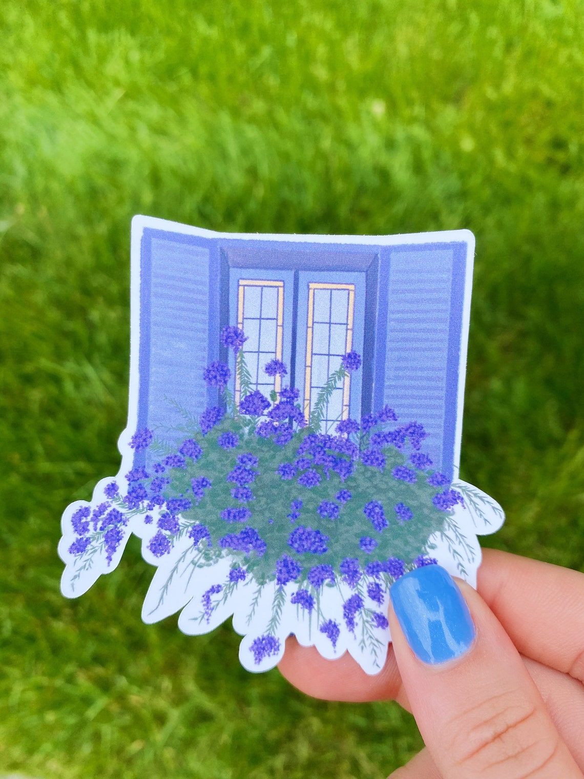 Blue Window Sticker junk journal stickers Planner sticker | Etsy