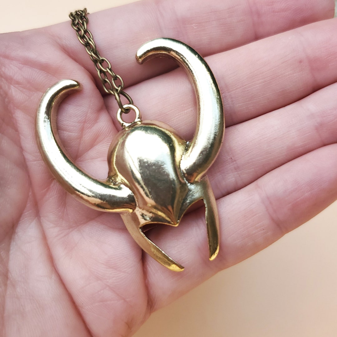 Viking Helmet Necklace Charm -comic-inspired Norse Mythology Loki Mask ...