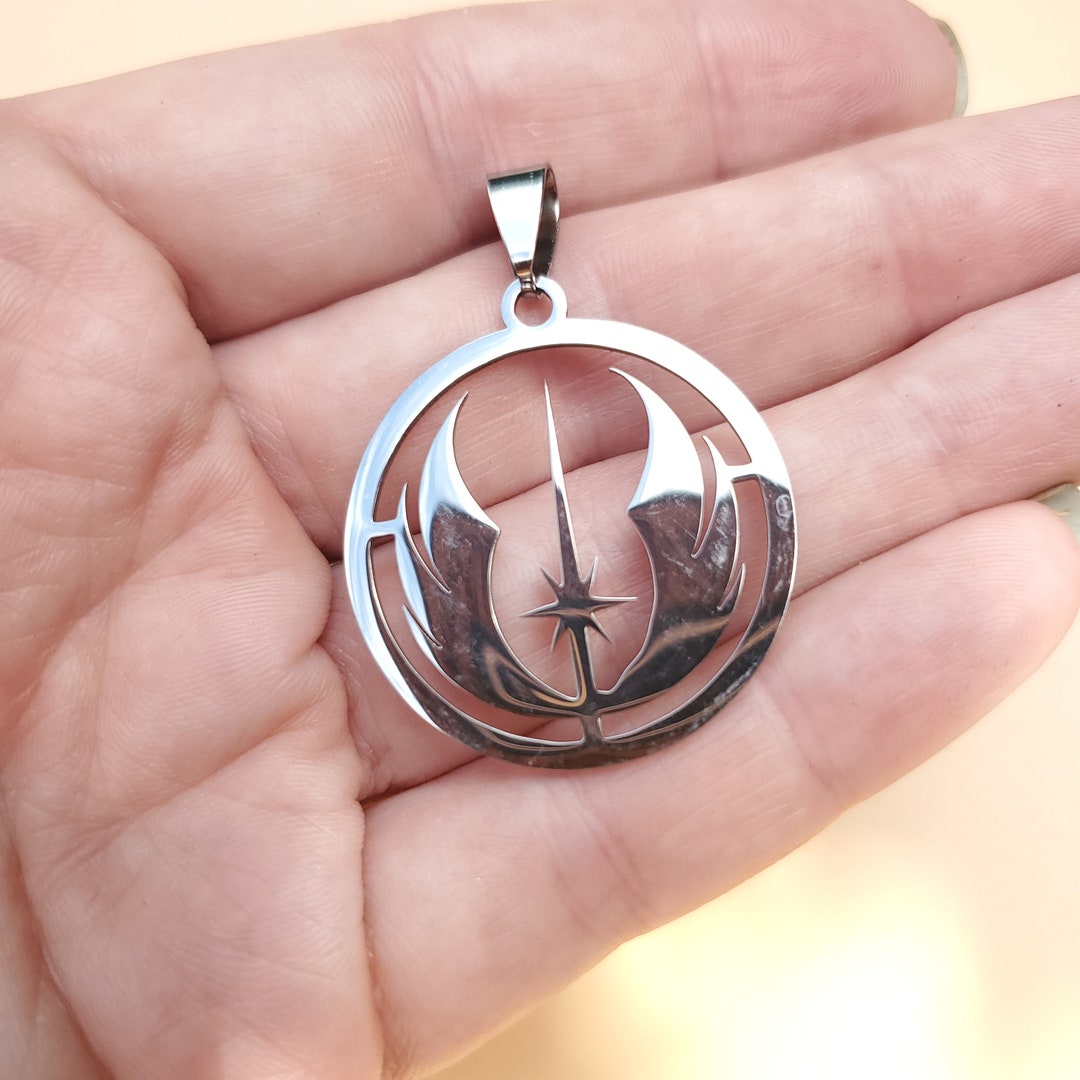 Stainless Steel Sci-fi Wars Necklace Jedi Charm Silver Color Pendant ...