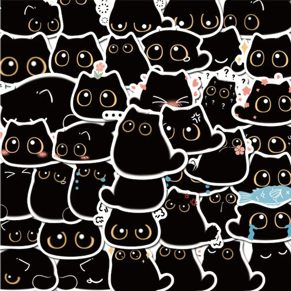 Black Cat Stickers - Etsy