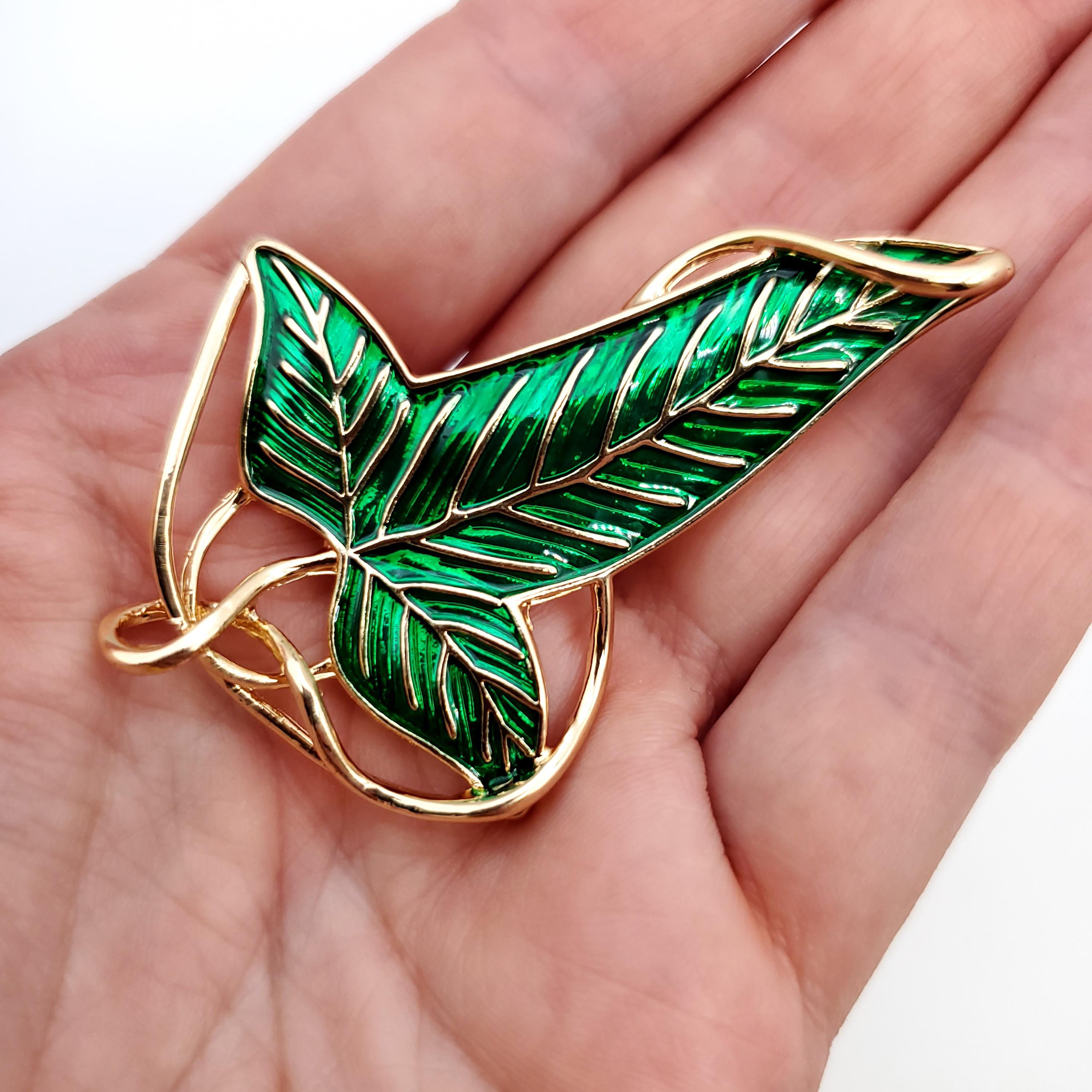 Green & Gold Ivy Leaf Pin: Elven Cloak Brooch - Etsy
