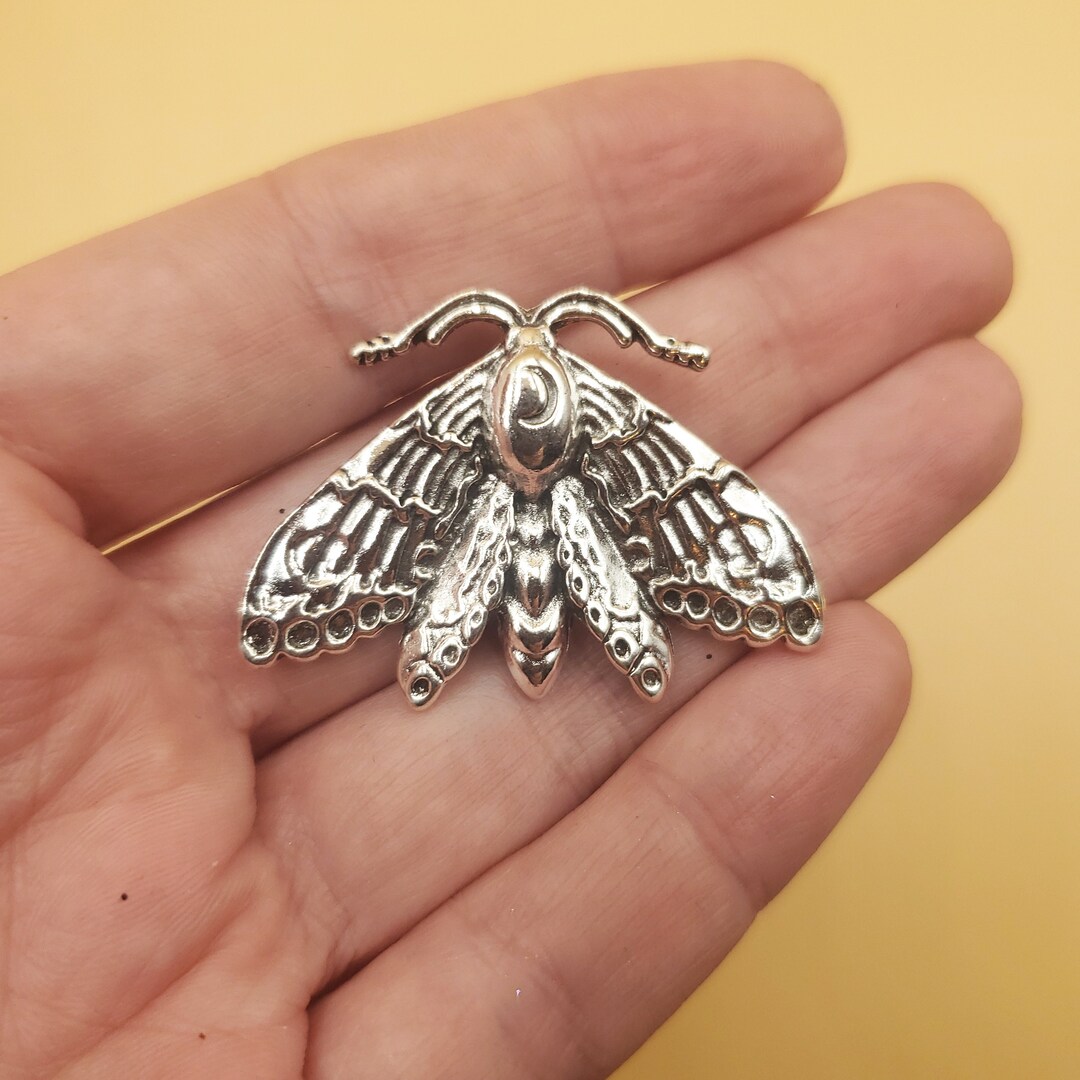 Lunar Moth Charm Gothic Moth Necklace Moon Phase and Moon Moth Charm ...