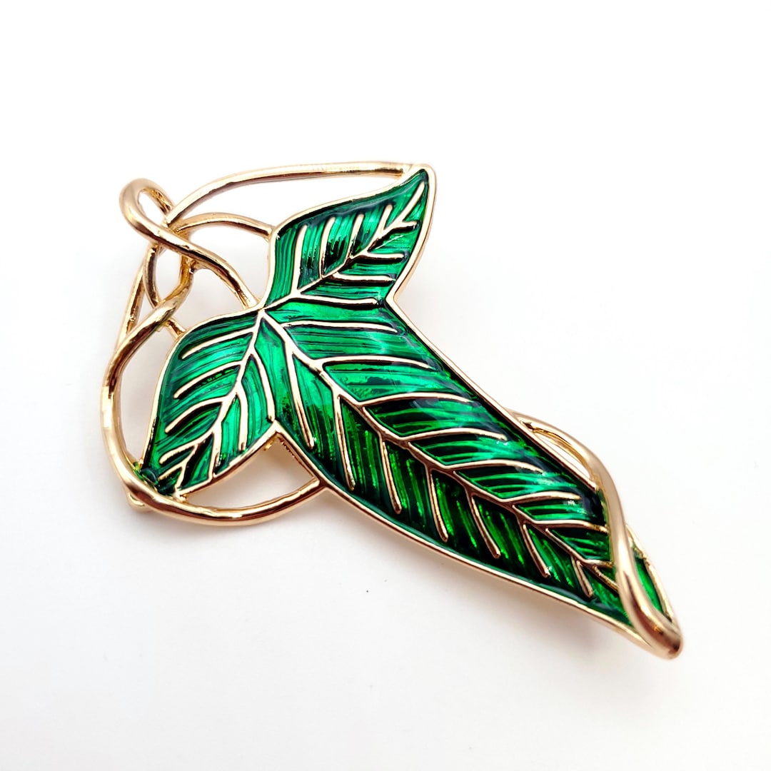 Green & Gold Ivy Leaf Pin: Elven Cloak Brooch - Etsy