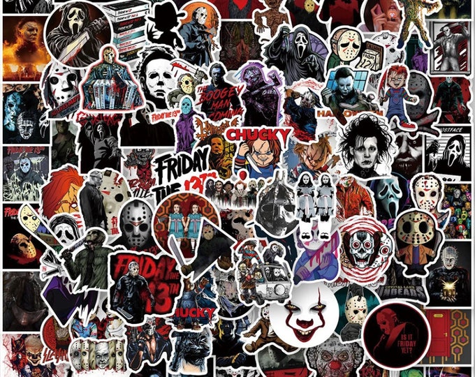 50 Pcs Horror Movie Stickers for Scrapbooking, Great for Halloween ...