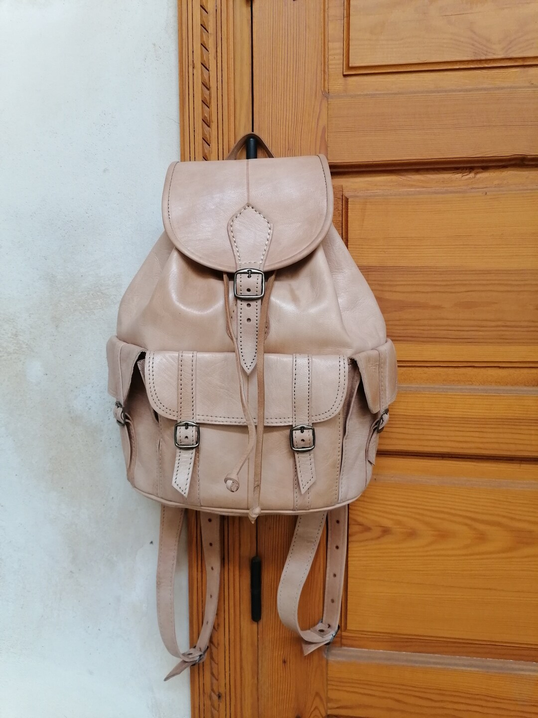 Moroccan Leather Backpack / Handmade Unisex Backpack / Boho Leather ...