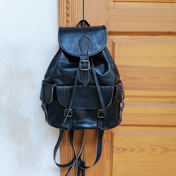 Boho Leather Backpack - Etsy