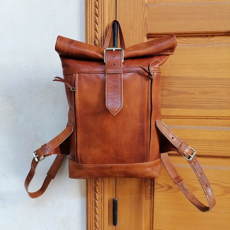 Boho Leather Backpack - Etsy