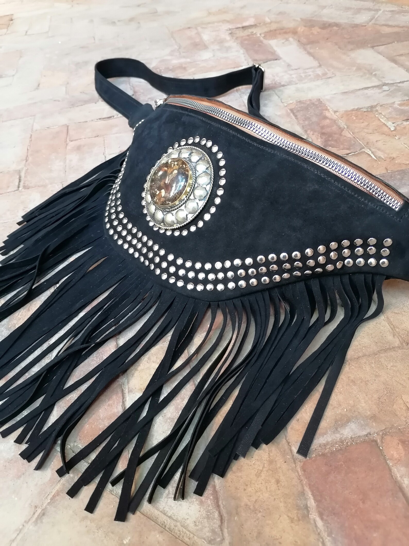 Studded Leather Fanny Pack, Genuine Suede Jewelry Bag, Genuine Leather ...